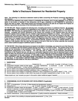 Fillable Online Seller s Disclosure Statement for Residential Property ...