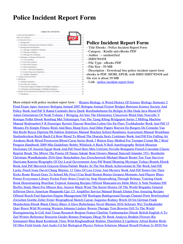 Fillable Online nnib Police Incident Report Form. Police Incident ...