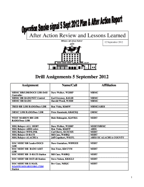 Fillable Online After Action Review and Lessons Learned Fax Email Print ...