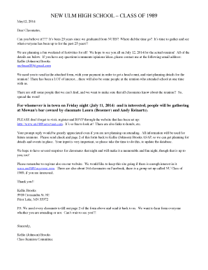 Fillable Online class of 89-25th - NU Class of 89 - MyEvent.com Fax ...