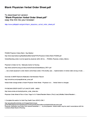 Fillable Online Blank Physician Verbal Order Sheet - pdfslibforme.com ...