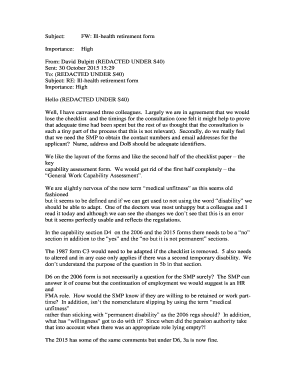 Fillable Online Subject: FW: Ill-health retirement form Importance ...