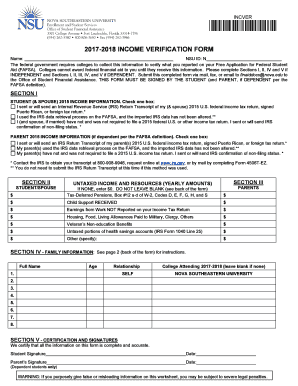 Fillable Online nova 1718 Income Verification Form - nova.edu Fax Email ...