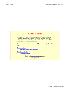 Fillable Online HTML Codes Fax Email Print - pdfFiller