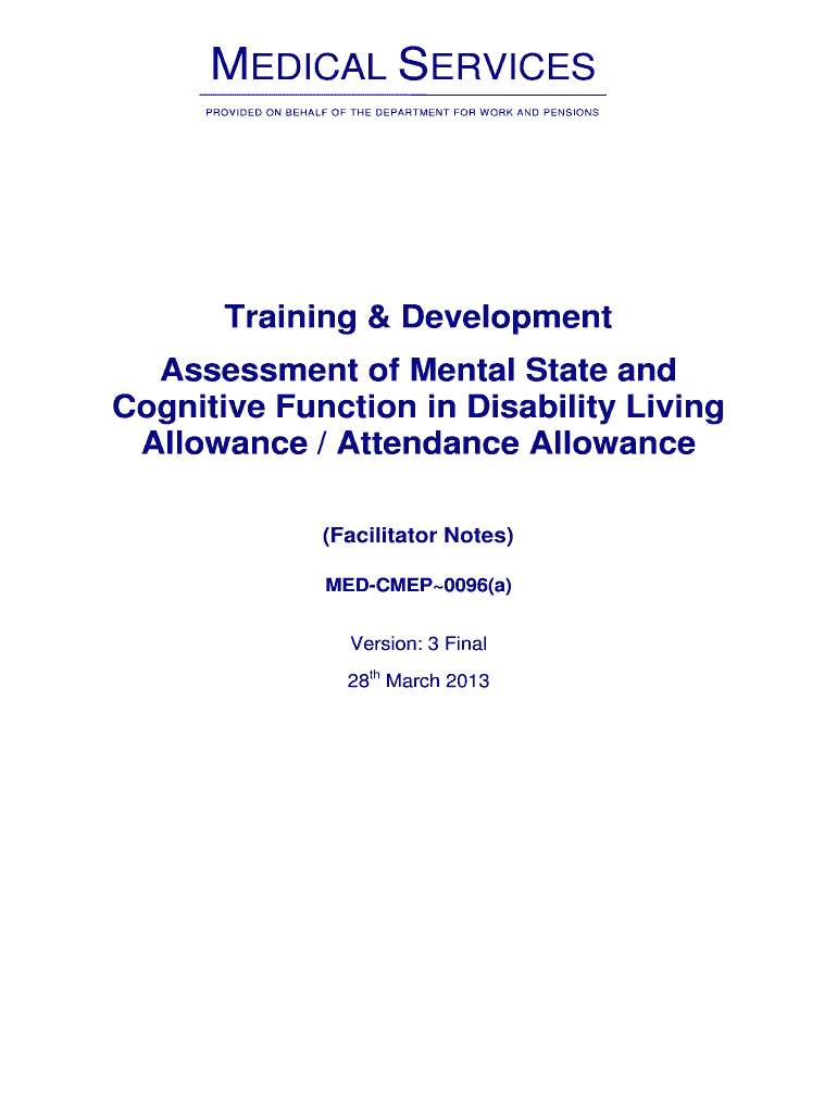 Fillable Online Assessment of Mental State and Cognitive Function. Service Operation Fax Email ...