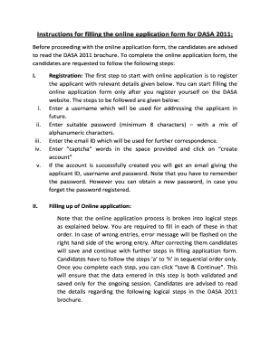 Fillable Online Instructions for filling the online application form ...