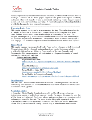 Fillable Online Vocabulary Strategies Toolbox - Georgia Department of ...