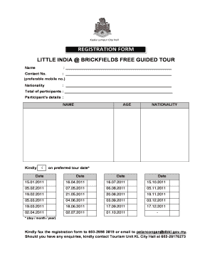 Fillable Online registration form little india brickfields free guided ...