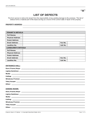Fillable Online propertypower co A LIST OF DEFECTS - propertypower.co ...