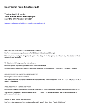 Fillable Online Noc Format From Employer - pdfslibforme.com Fax Email Print - pdfFiller