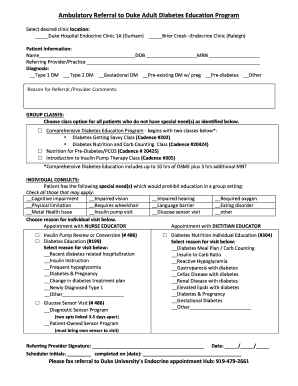 Fillable Online dukehealth Ambulatory Referral to Duke Adult Diabetes ...