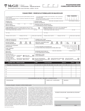 Fillable Online mcgill 1 2 Registration Instructions General Instructions - McGill University ...