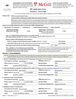 Fillable Online mcgill SPF Application Form Section A - Cover Page - McGill University - mcgill ...