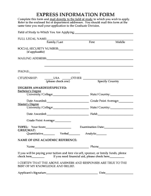 Fillable Online manoa hawaii Express information form - University of ...