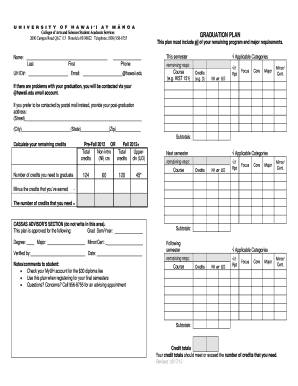 Fillable Online manoa hawaii graduation plan - University of Hawaii at ...