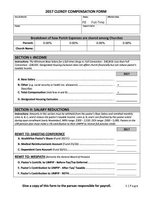 Fillable Online dakotasumc 2017 CLERGY COMPENSATION FORM - dakotasumc ...