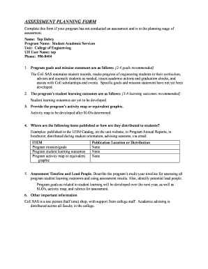Fillable Online manoa hawaii assessment planning form - University of Hawaii at Manoa - manoa ...