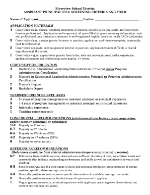 Fillable Online riverview wednet ASSISTANT PRINCIPAL FILE SCREENING ...