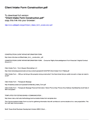 Fillable Online Client Intake Form Construction - pdfslibforyou.com Fax ...