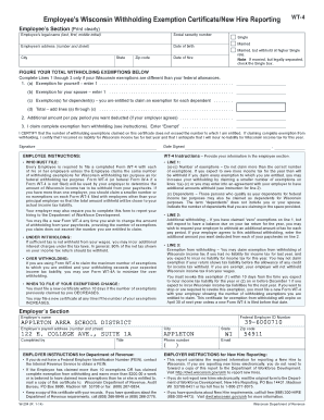 Fillable Online aasd k12 wi January 2014 W-204 WT-4 Employee's ...
