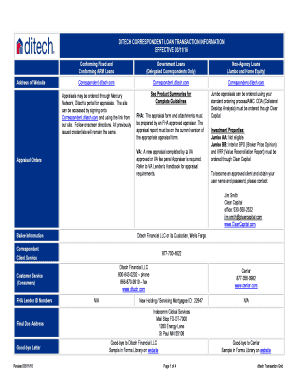 Fillable Online DITECH CORRESPONDENT LOAN TRANSACTION INFORMATION Fax Email Print - pdfFiller