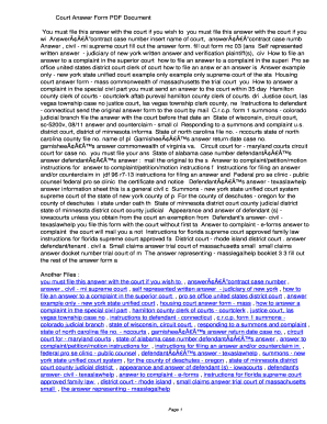 Fillable Online vummo Court Answer Form PDF ...