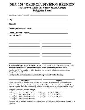 Fillable Online gascv Division Reunion Delegate Form Fax Email Print ...