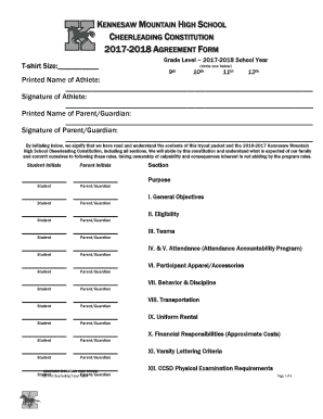 Fillable Online 2017-2018 AGREEMENT FORM Fax Email Print - pdfFiller