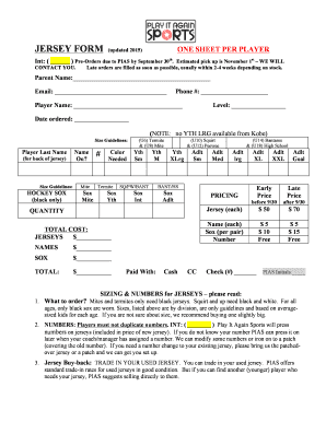 Fillable Online BAHA Jersey order form 2015 Fax Email Print - pdfFiller