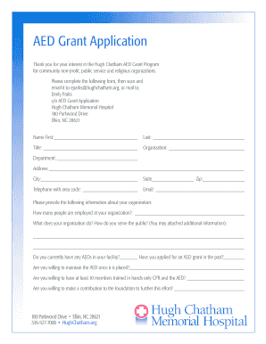 Fillable Online hughchatham AED Grant Application - Hugh Chatham - Hugh ...