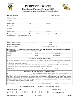 Fillable Online pops vic edu Pathways to POPS Enrolment Form T4 2016 ...