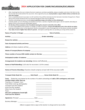 Fillable Online stkildaps vic edu 2014 Excursion Application Form - St ...