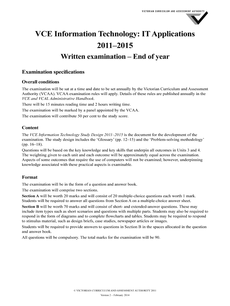 Fillable Online VCE Information Technology. VCE Information Technology ...