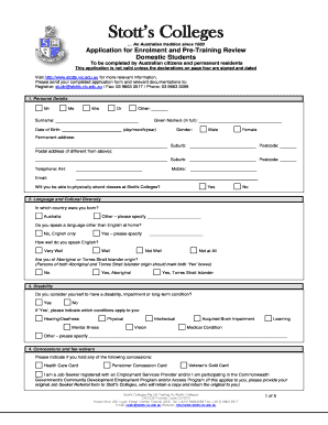 Fillable Online Stott's Colleges - Stotts Colleges Fax Email Print ...