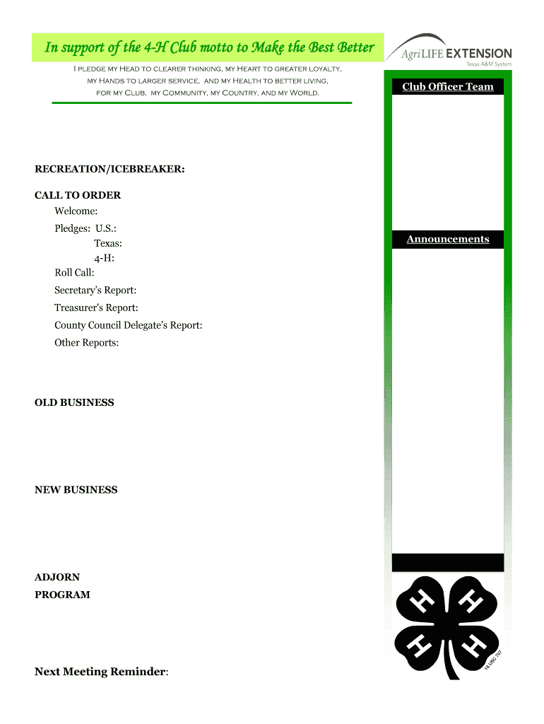 Fillable Online In support of the 4-H Club motto to Make the Best ...