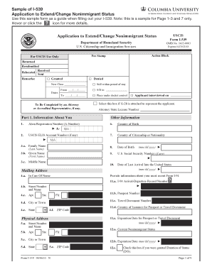 Fillable Online isso columbia Sample of I-539 Application to Extend ...