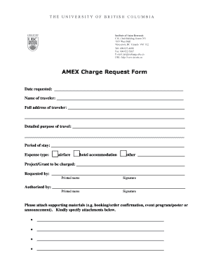 Fillable Online iar2015 sites olt ubc AMEX Charge Request Form (.pdf ...