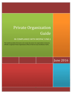 Fillable Online Private Organization Guide. IN COMPLIANCE WITH MCIPAC ...