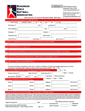 Fillable Online Coach's Application Fax Email Print - pdfFiller
