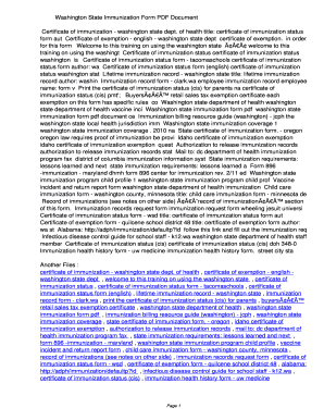 Fillable Online arpmh Washington State Immunization Form PDF ...