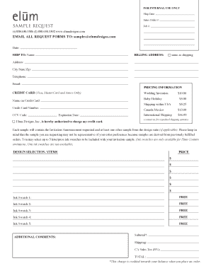 Fillable Online Sample Request Form - Elum Designs Fax Email Print ...