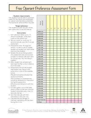 Fillable Online stamant Free Operant Preference Assessment Form - St ...