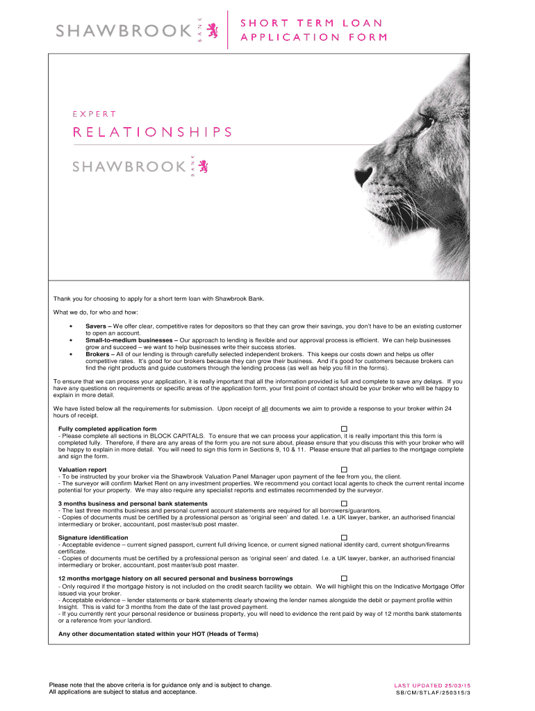 Fillable Online mpc uk short term loan application form - The Mortgage ...