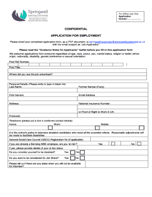 Fillable Online springwelllearningcommunity co Standard application ...