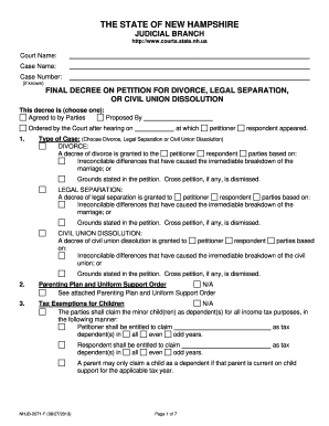 Fillable Online courts state nh Final Decree on Divorce or Legal ...