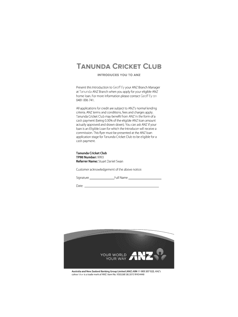 Fillable Online tanundacricketclub org Referral Form MIP Fundraiser ...