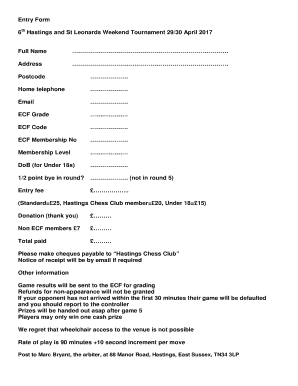 Fillable Online Entry Form - Hastings Chess Club Fax Email Print ...
