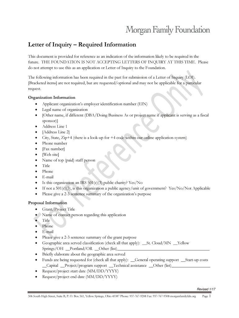 Fillable Online morganfamilyfdn Letter of Inquiry Required Information ...