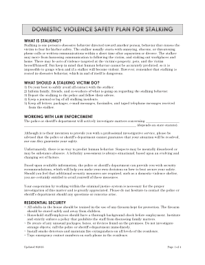 Fillable Online ncdsv domestic violence safety plan for stalking ...