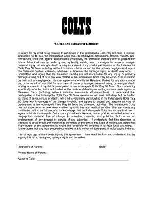 Fillable Online In return for my child being allowed to participate in ...